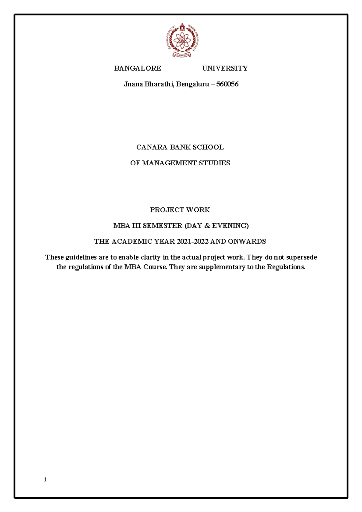 Project guidelines - BANGALORE UNIVERSITY Jnana Bharathi, Bengaluru ...