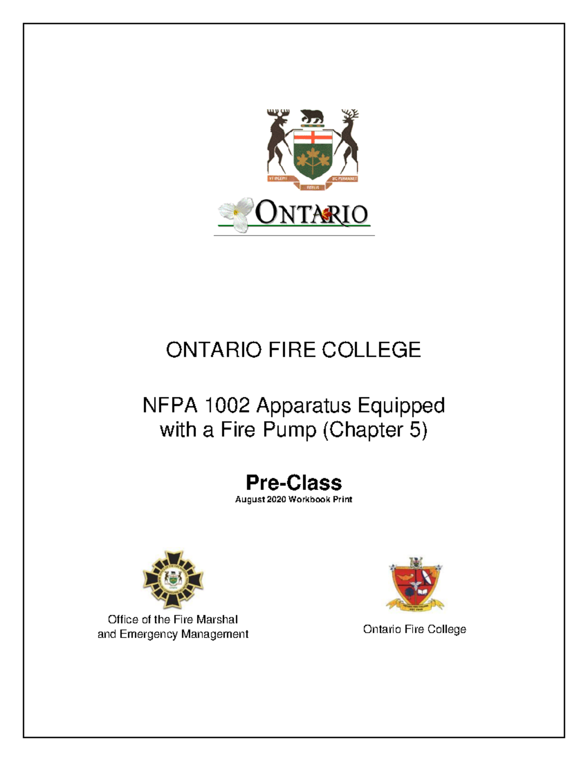 Pumps Ops Preclass V 5 6 August 2020 SV5.6 Final - Answers - ONTARIO ...