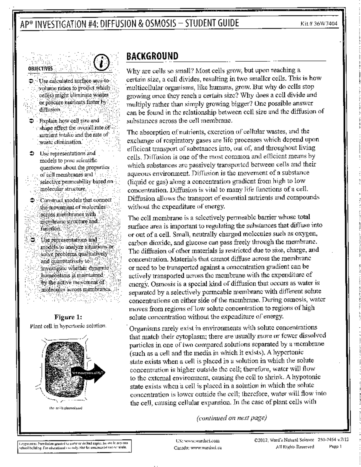AP Lab Packet - Diffusion and Osmosis - Studocu