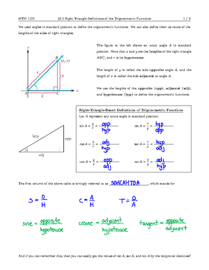 9.2 (Annotated) Trigonometric Functions and Fundamental Identities-1 - Before we jump into the ...