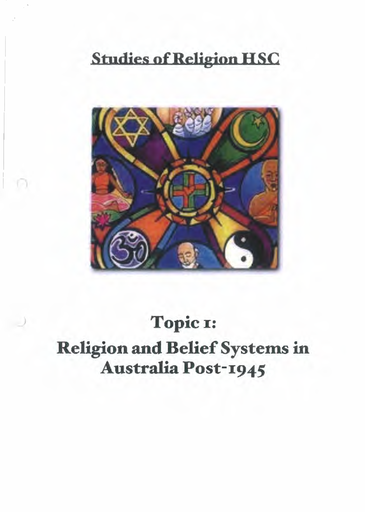Post 1945 booklet - Studies of Religion H SC Topic I: Religion and ...