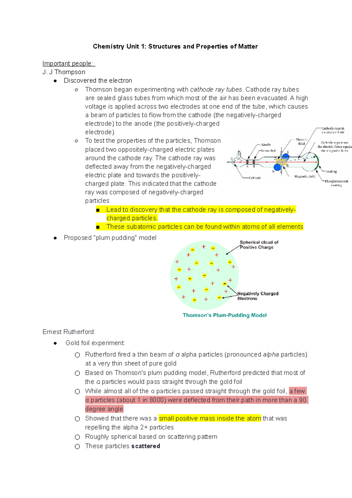 Chemistry Unit 1 Structures and Properties of Matter - J Thompson ...