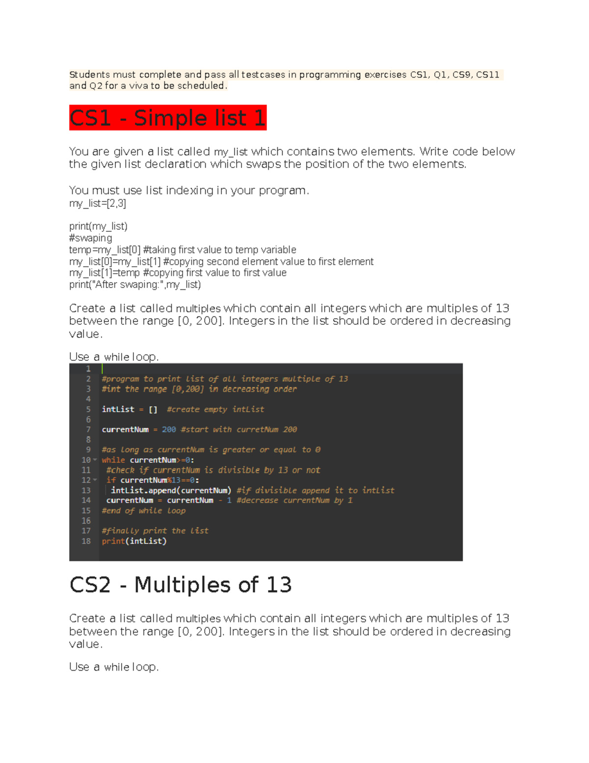 Info1001 Assignment Viva - Students must complete and pass all ...
