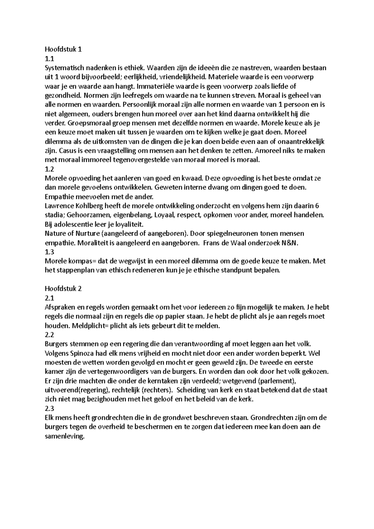 Sv h1,2,3,4 HAVO 4 - Hoofdstuk 1 1. Systematisch nadenken is ethiek ...