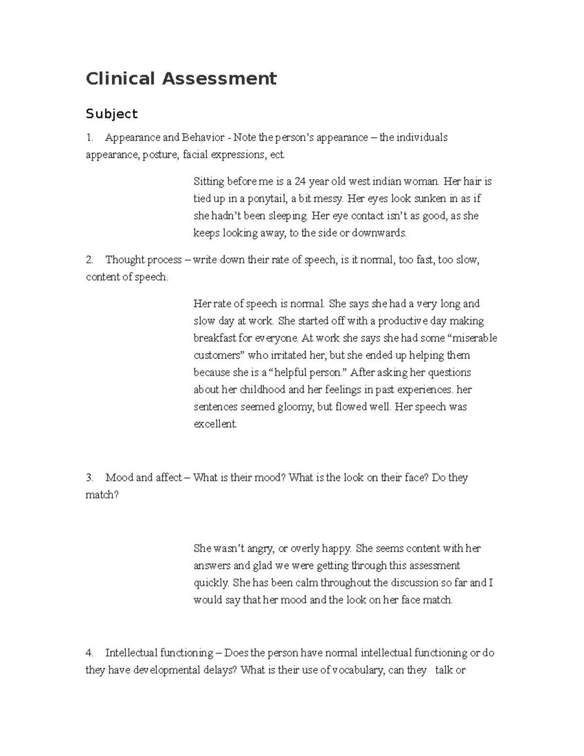 Clinical Assessment - Clinical Assessment Subject - Studocu