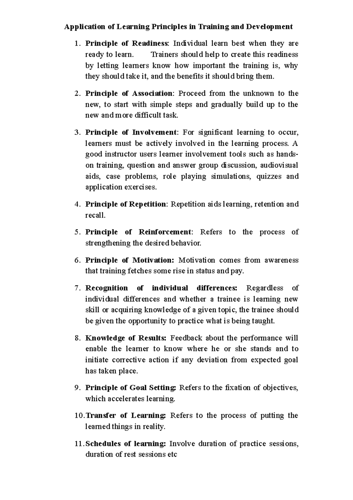 Application of Learning Principles in Training and Development ...