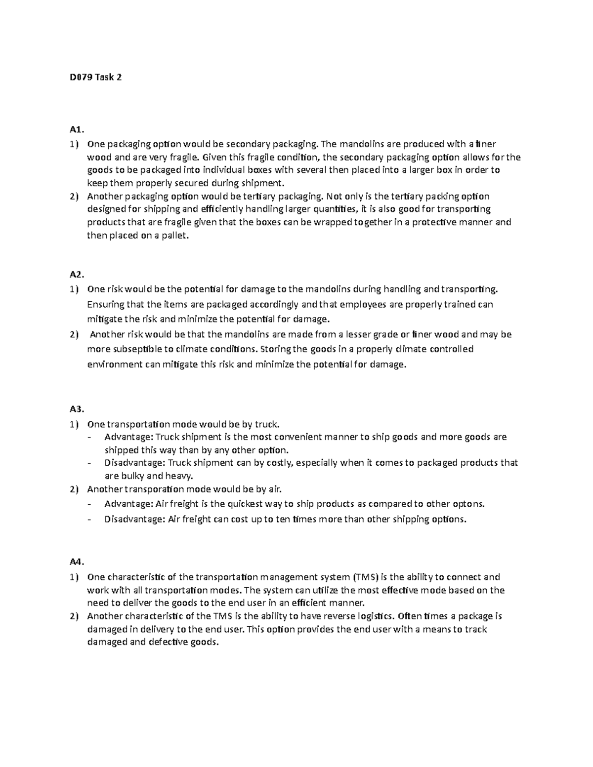 WGU D079 Business Environment Applications 2 Task 2 - D079 Task 2 A1 ...