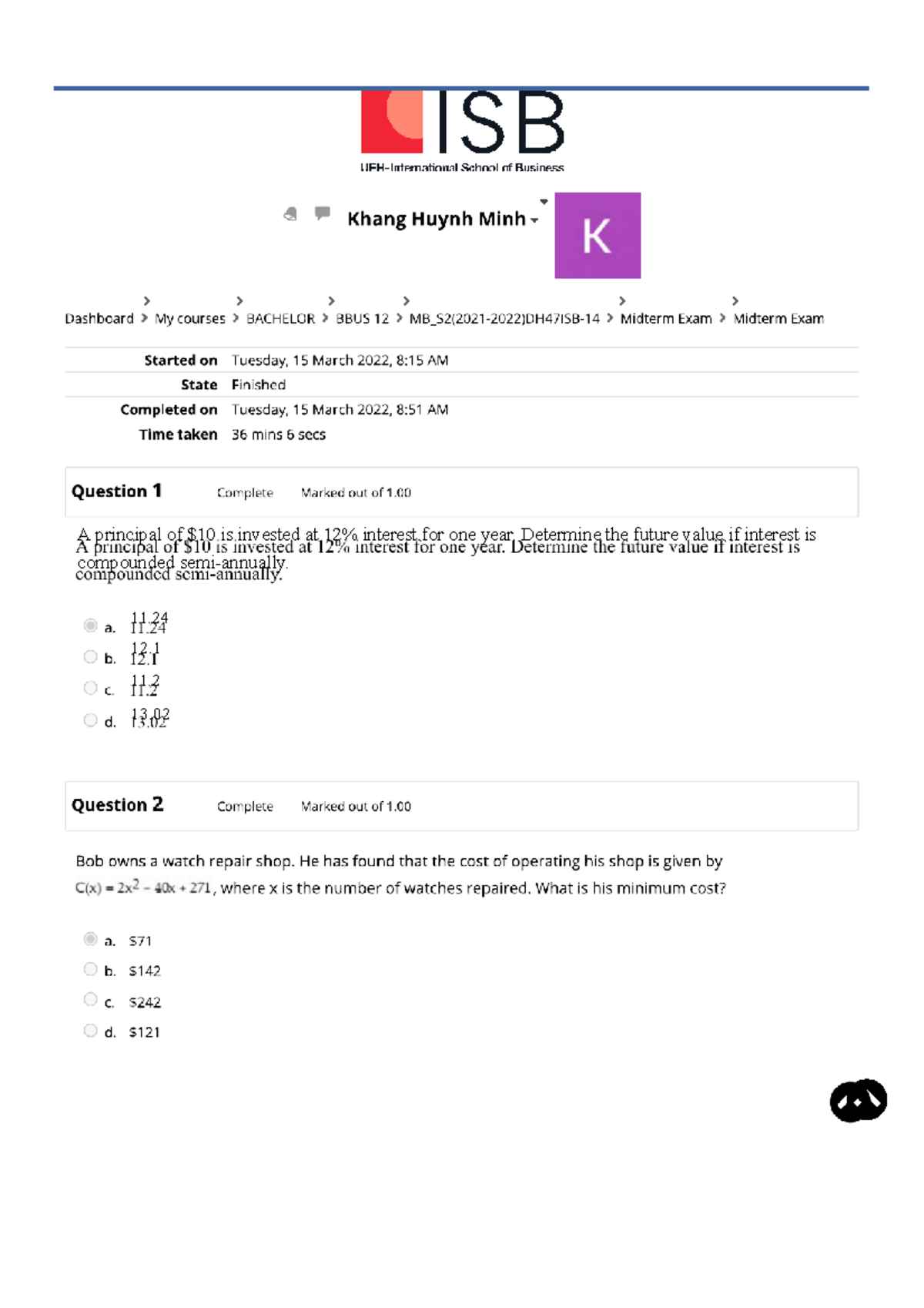 6 - example for mathematics for business - A principal of $10 is ...