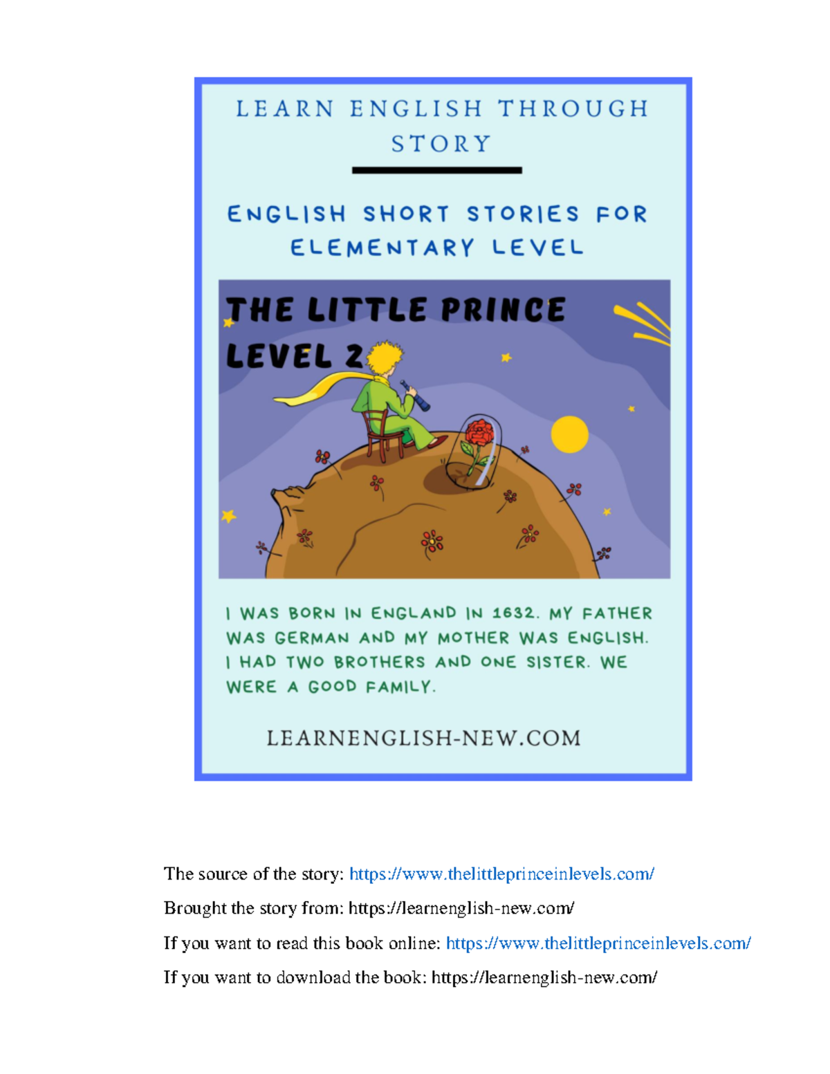 The Little Prince for Level 2 PDF - The source of the story ...