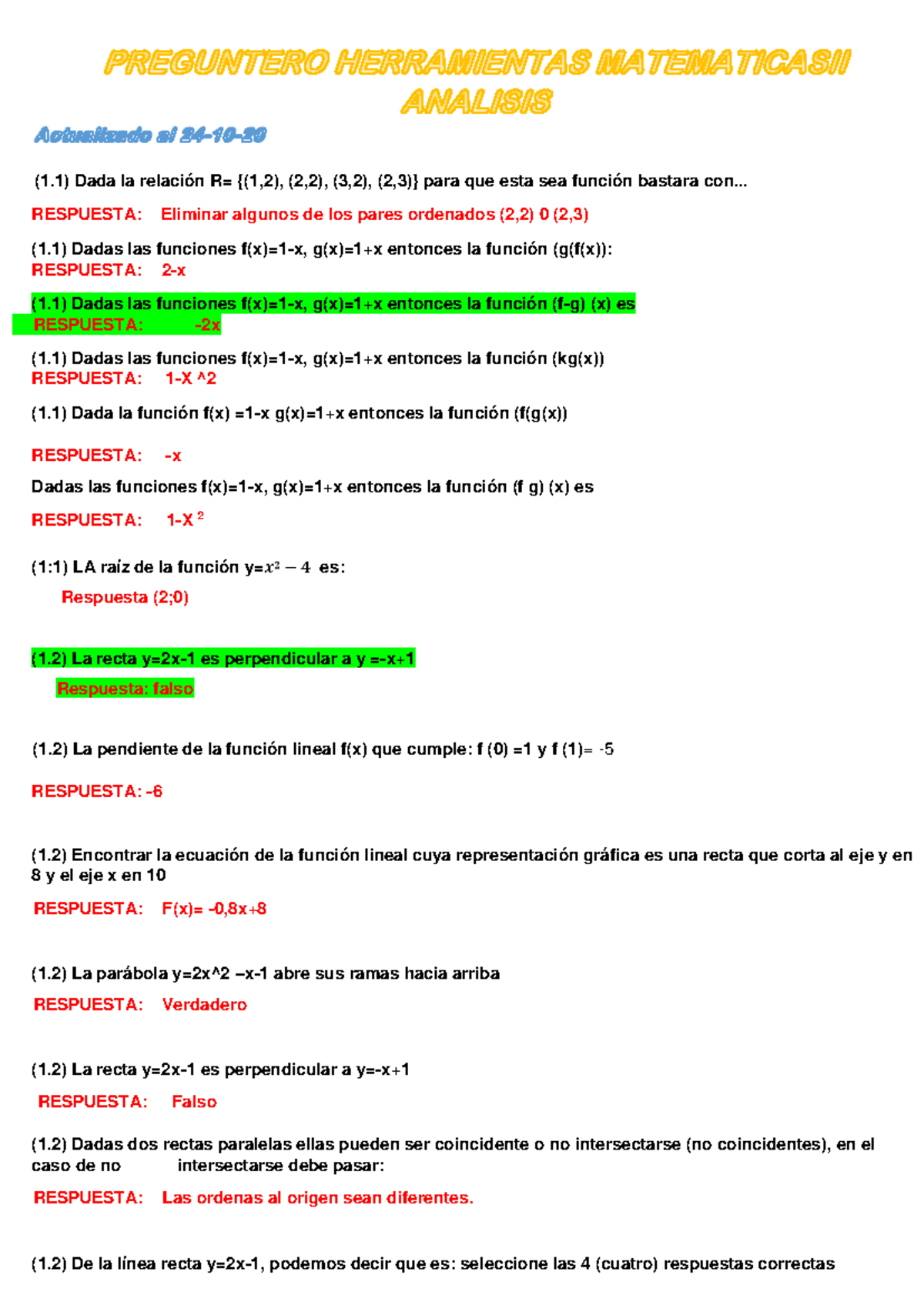 Preguntero Analisis II - Warning: TT: undefined function: 32 (1) Dada la relación R= {(1,2), (2 ...