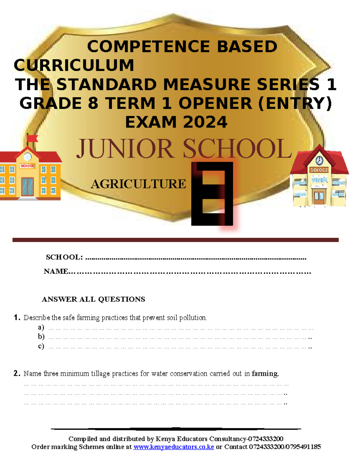 G8-agriculture-qs - junior secondary school - COMPETENCE BASED CURRICULUM THE STANDARD MEASURE ...