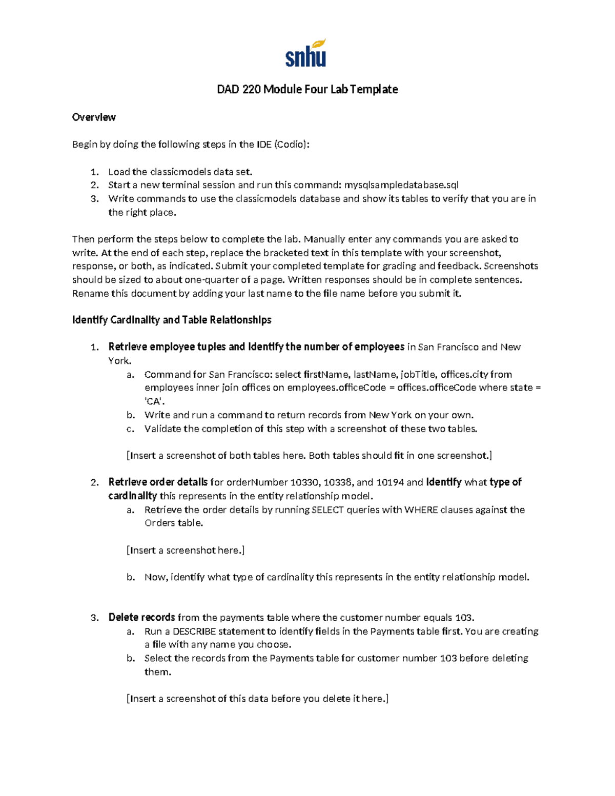 DAD 220 Module Four Lab Template - DAD 220 Module Four Lab Template ...