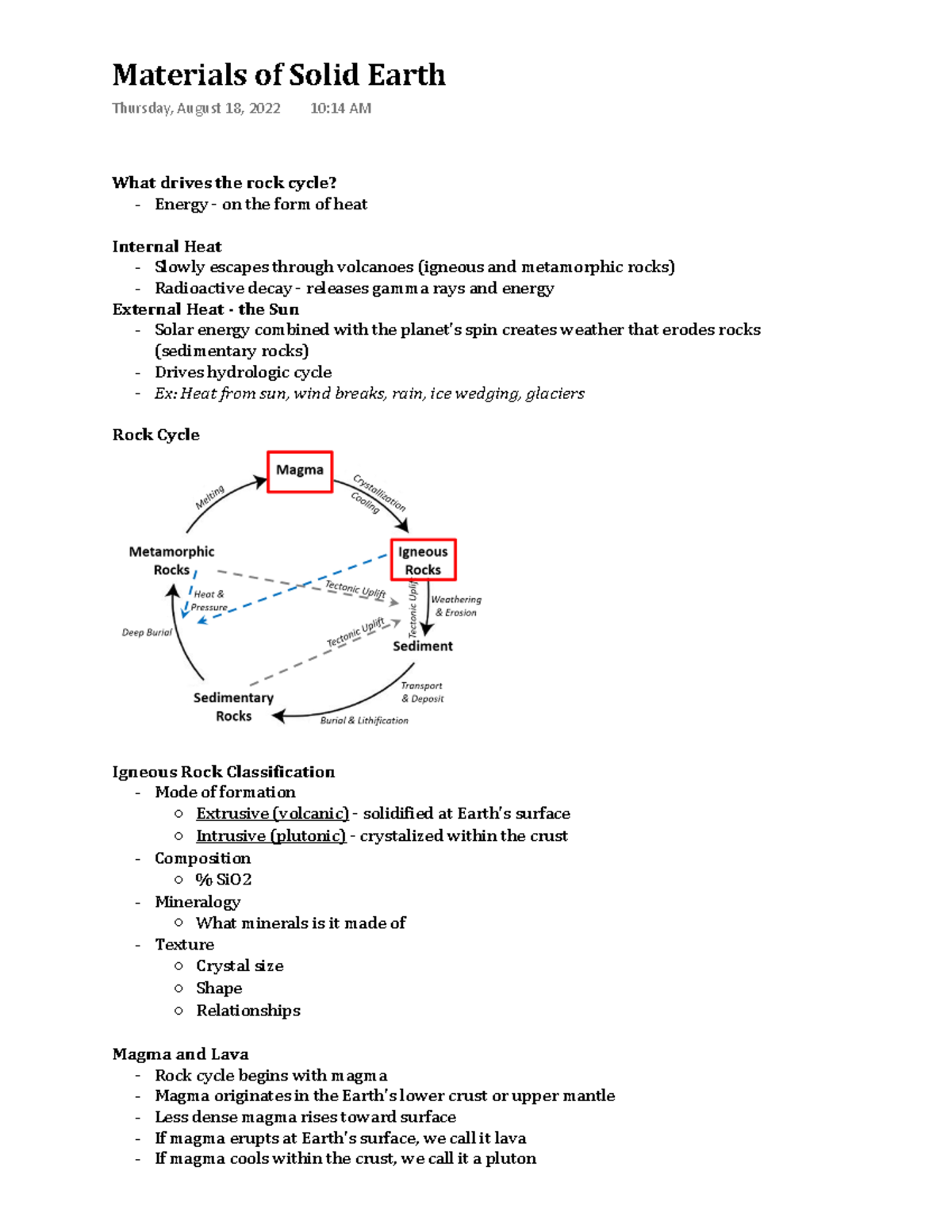 GEO1013 - Materials of Solid Earth - What drives the rock cycle ...