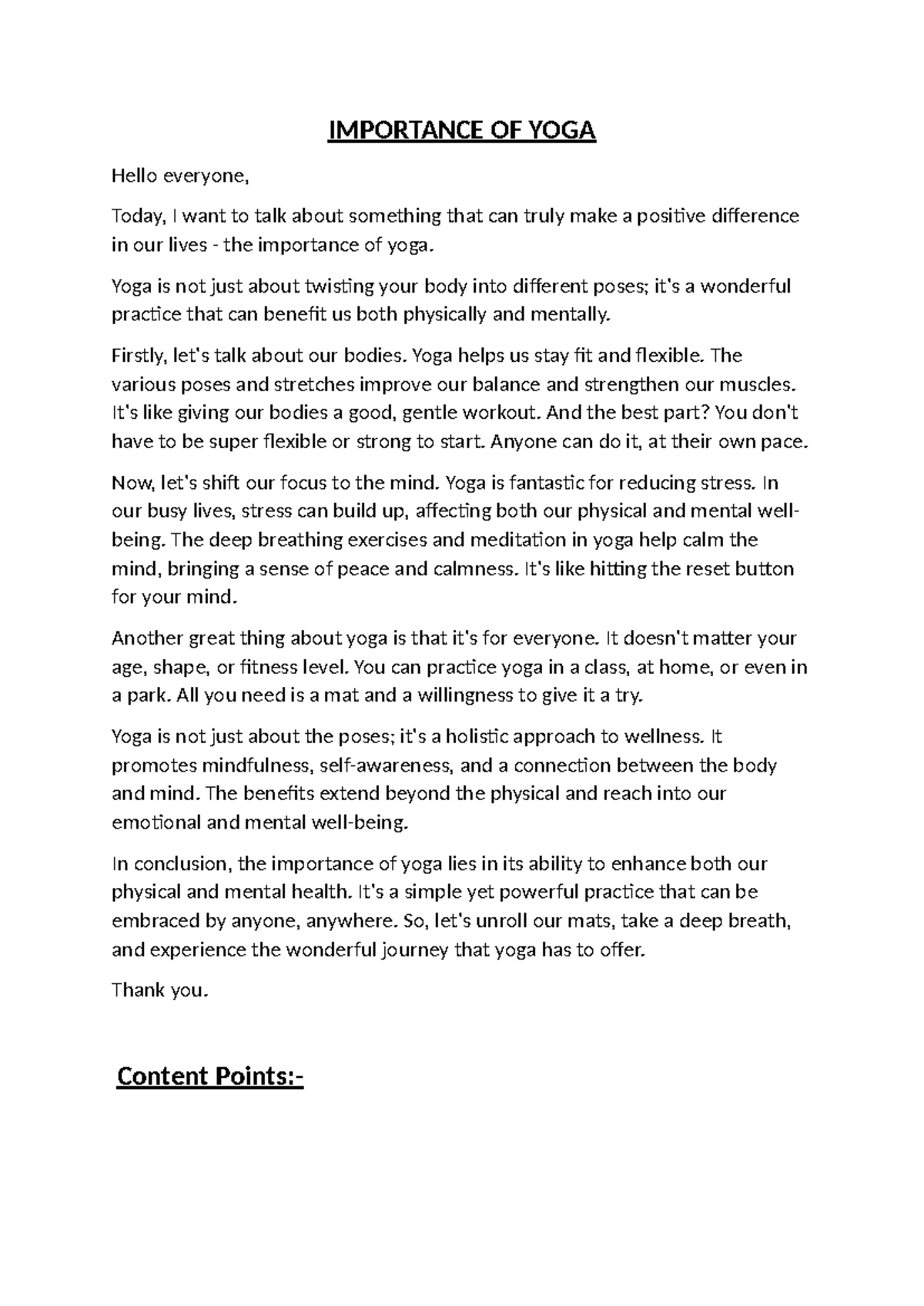 Importance of Yoga ASL - Yoga ASL Project - IMPORTANCE OF YOGA Hello ...