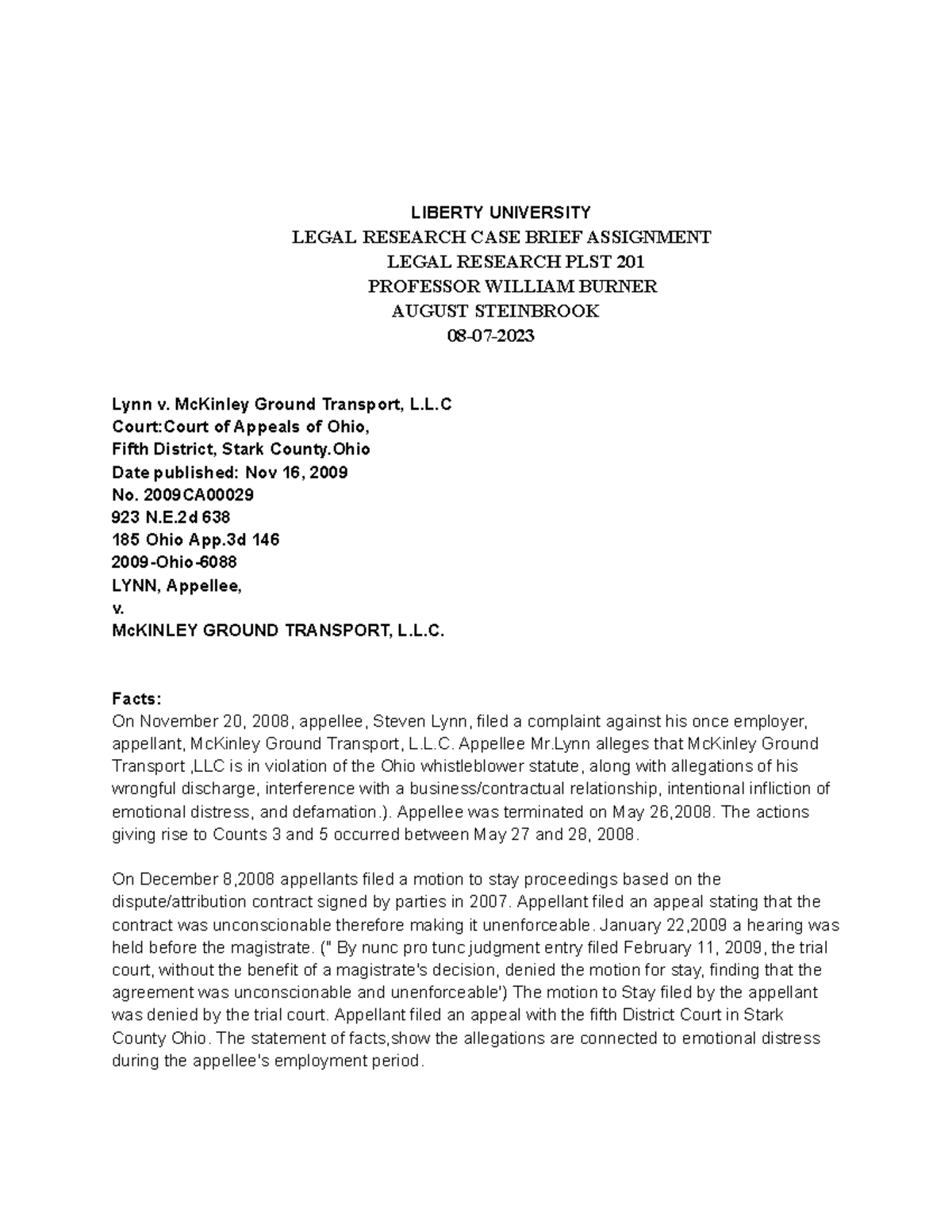 Untitled document(16) - LIBERTY UNIVERSITY LEGAL RESEARCH CASE BRIEF ...