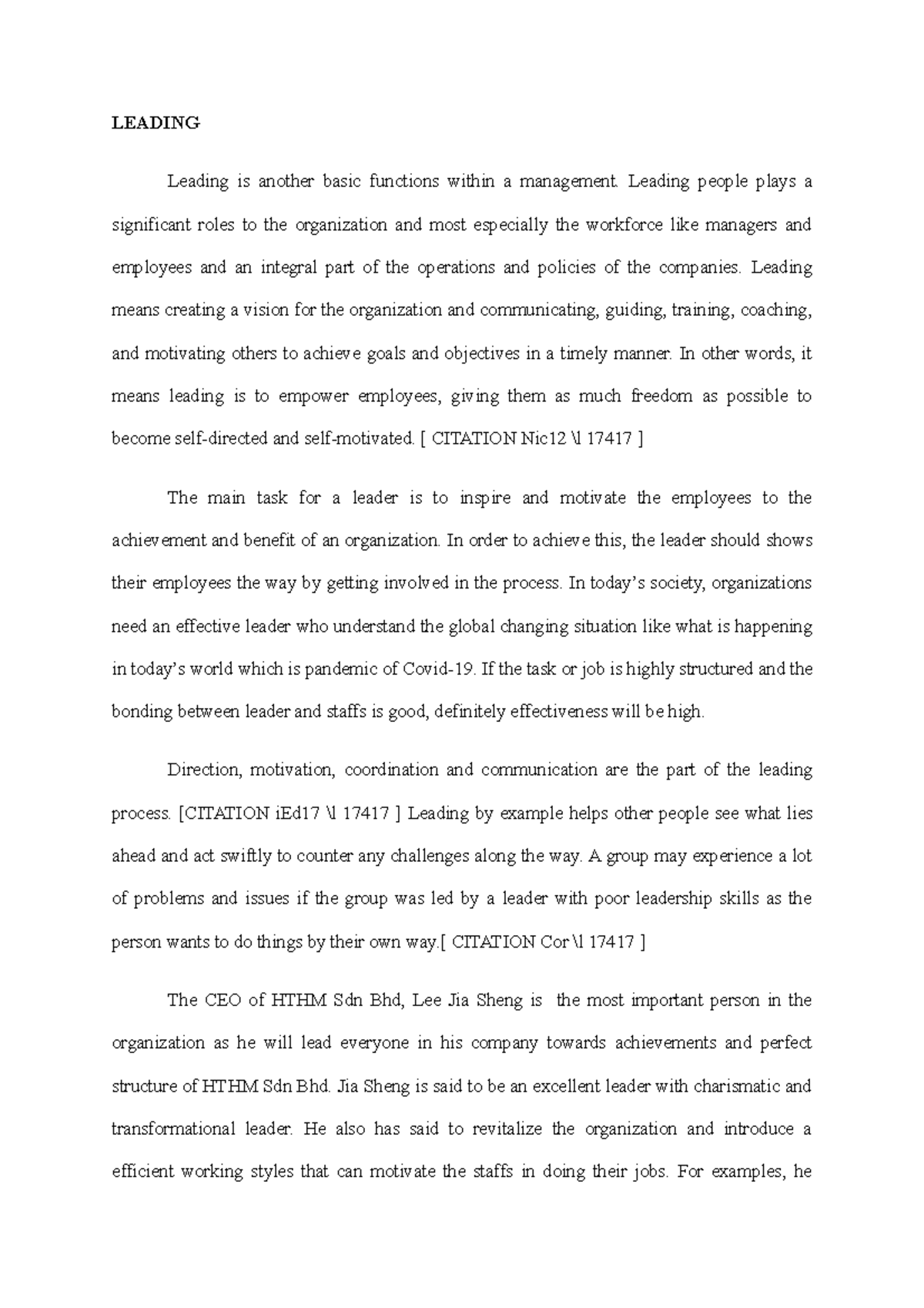 Leading paper submission - LEADING Leading is another basic functions ...