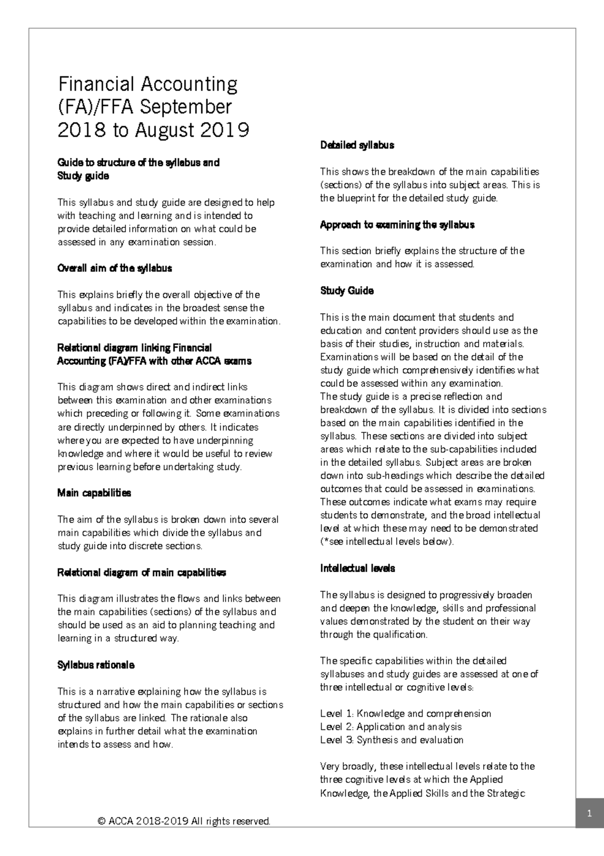 F3 acca Study guide 2019 - © ACCA 2018-2019 All rights reserved. 1 ...