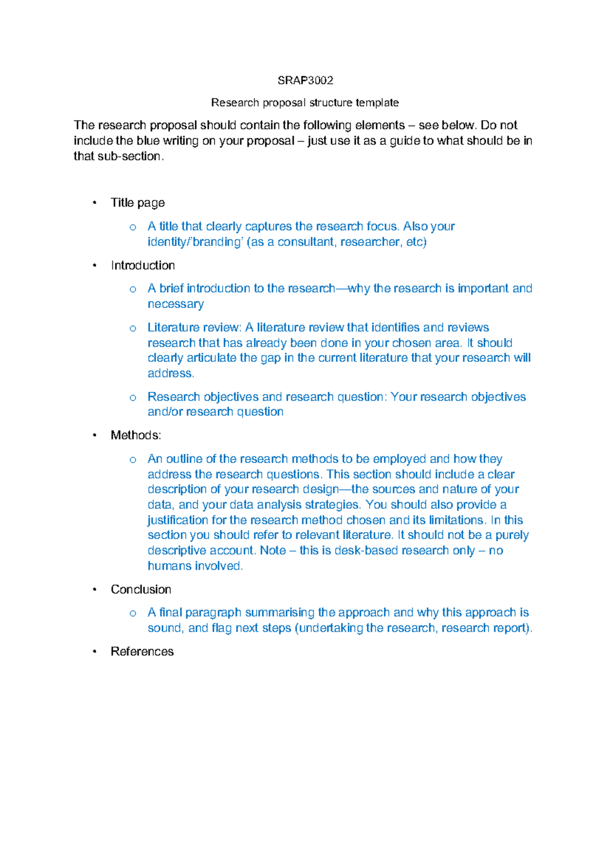 SRAP3002 Research proposal structure template - SRAP Research proposal ...