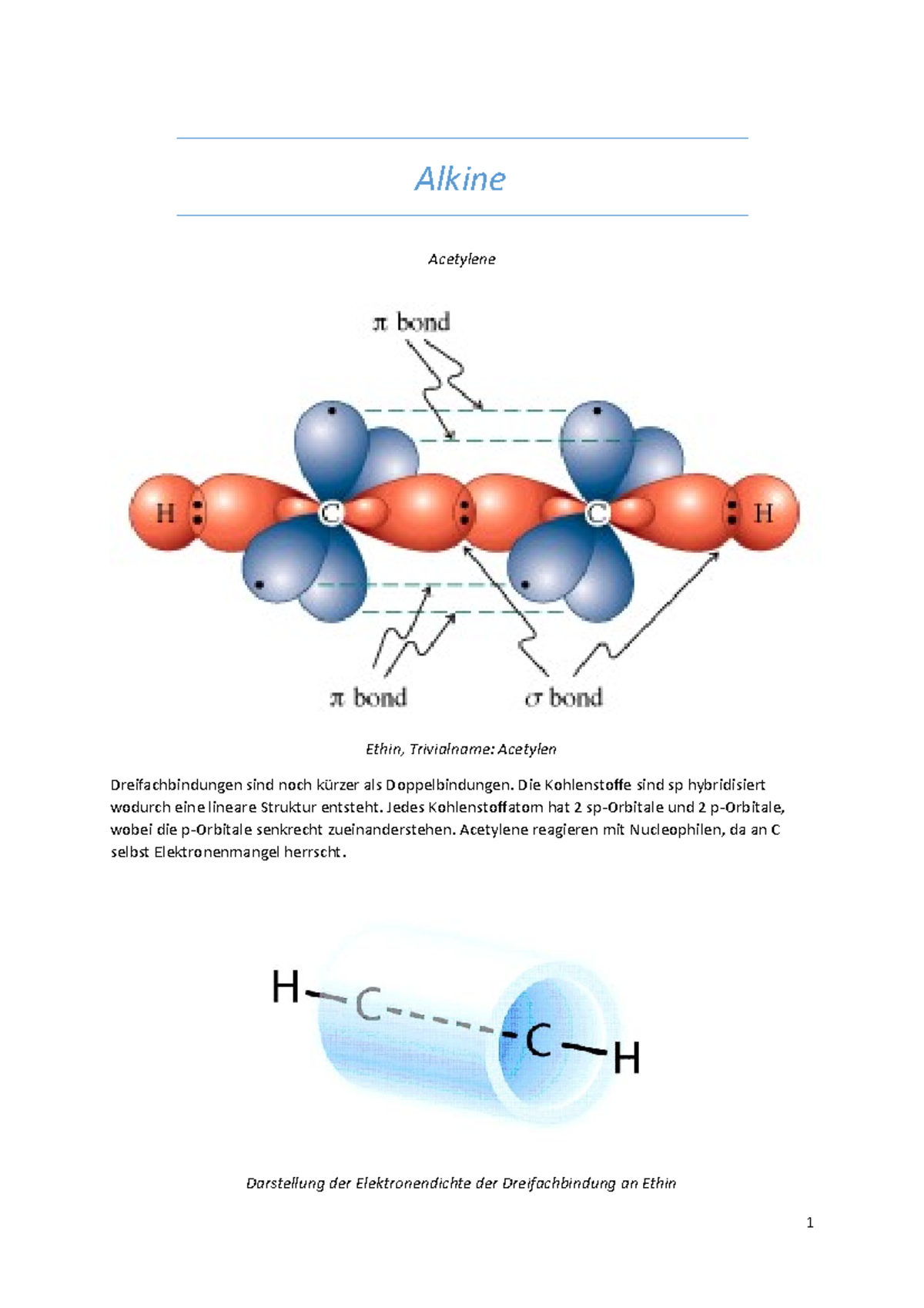 2.3 Alkine - Alkine Acetylene Ethin, Trivialname: Acetylen ...