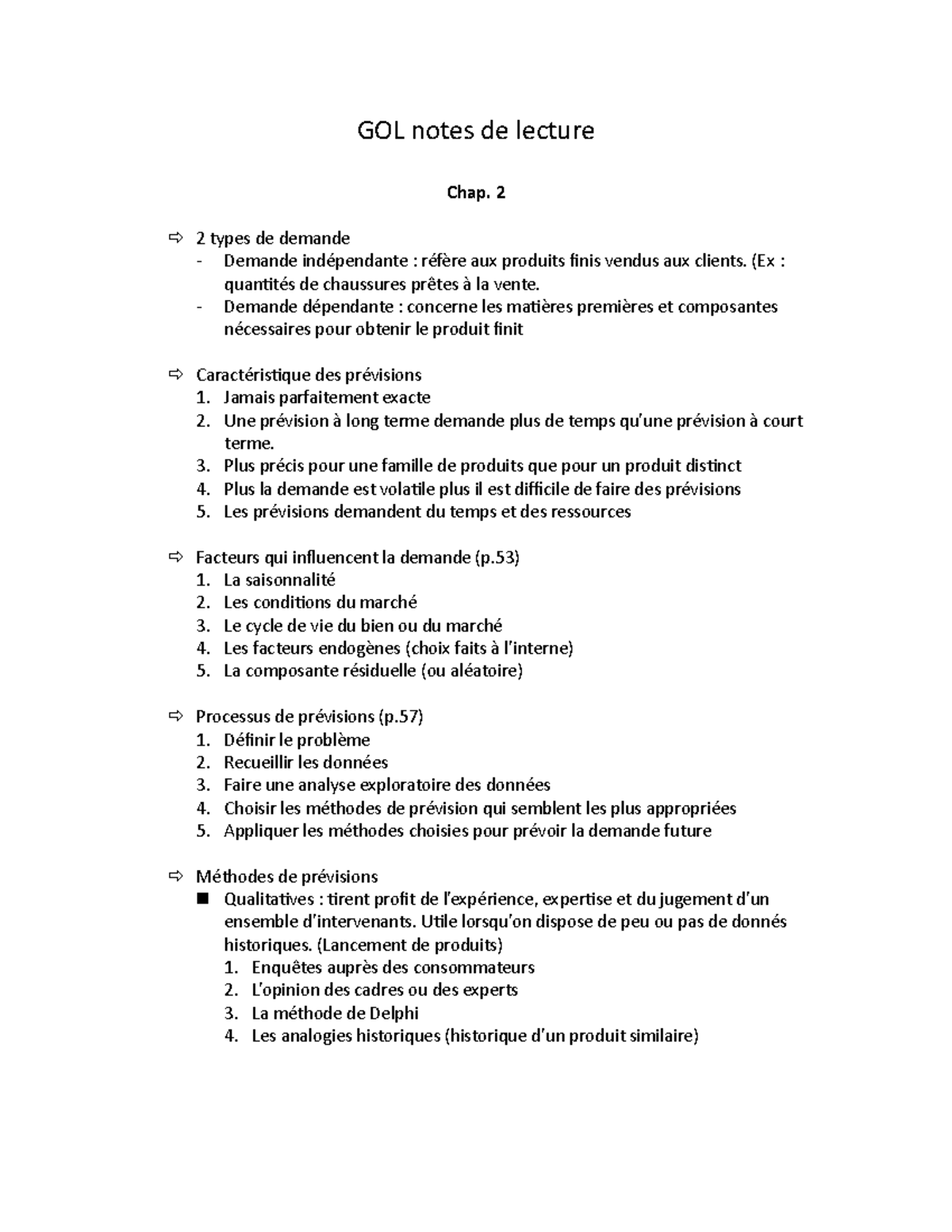 GOL notes de lecture - GOL notes de lecture Chap. 2 2 types de demande ...