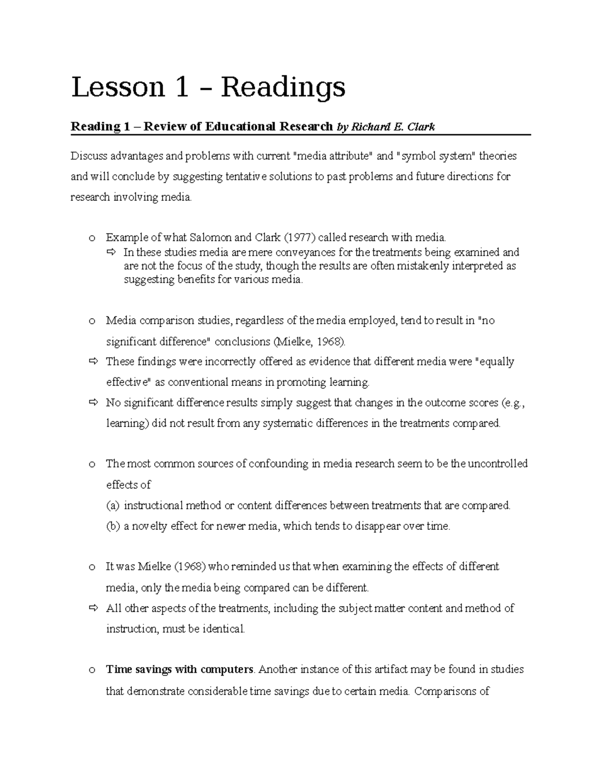 Lesson 1 - EDUC 307 - notes from readings + material - Lesson 1 ...