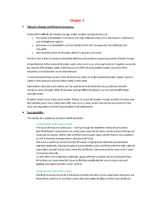 NR - Chapter 4 - Summary Natural Resource Econ - Chapter 4 The ...