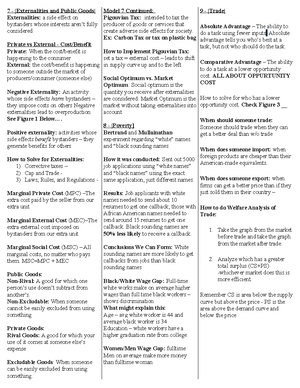 Final Exam Cheat Sheet - Module 1-3 Supply, Demand, Equilibrium Demand ...