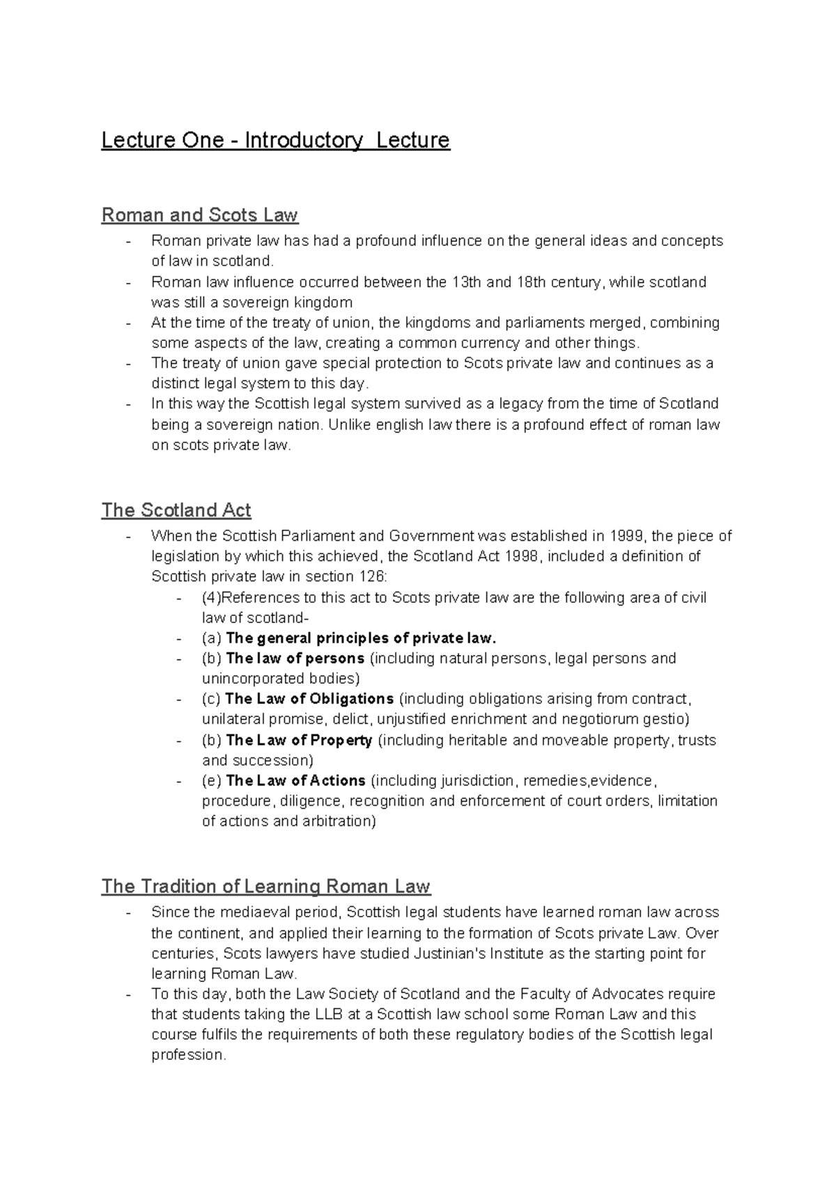 Introduction to Private Law - 19 09 2023 - Lecture One - Introductory ...