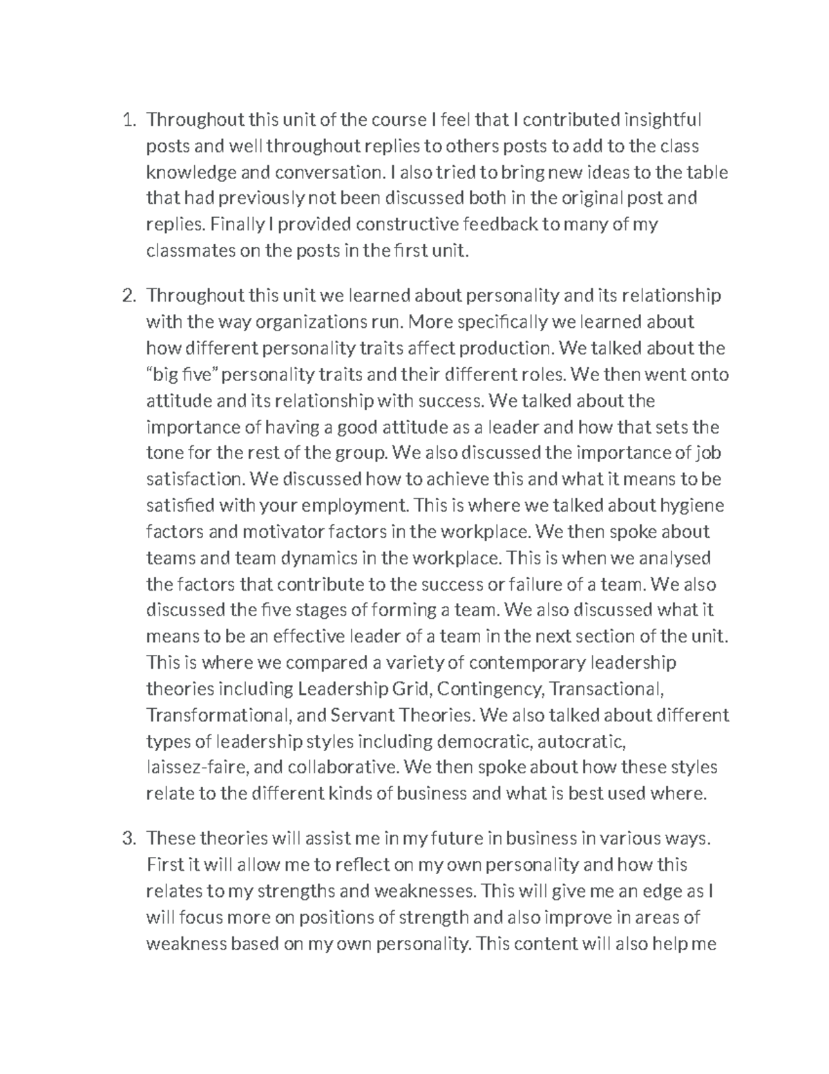 Unit 2 Reflection - Discussion posts - Throughout this unit of the ...