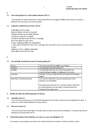 ICT2622 - 2022 - Assignment 2 - Questions - ICT2622/103/0/ Tutorial Letter 103/0/ Object ...