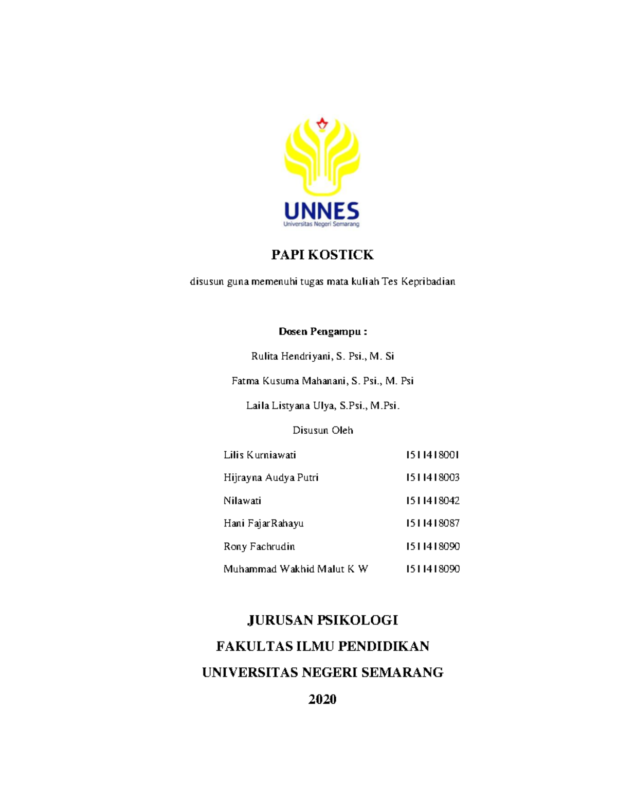 R.1 TES Papikostick - Penjelasan secara deskriptif tes papikostik ...