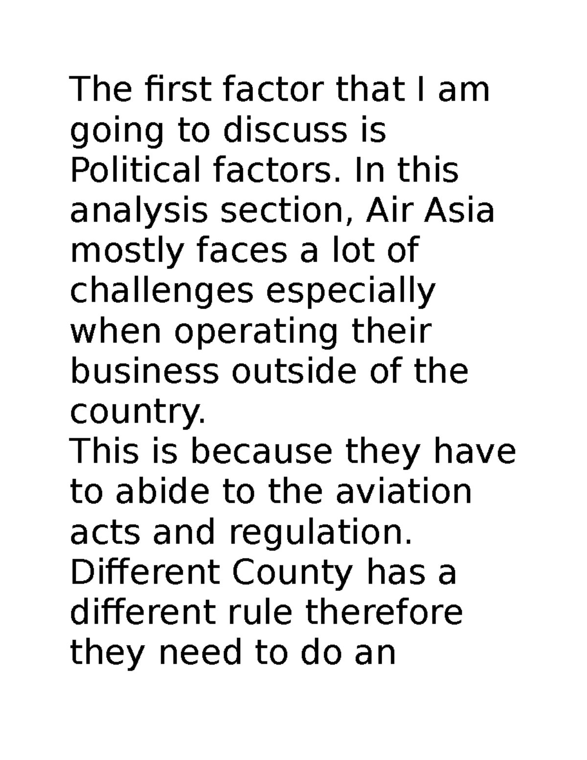 Air Asia Background SWOT Analysis - The first factor that I am going to ...