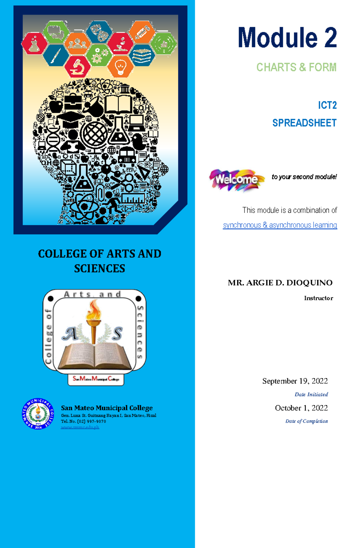 ICT2- Module-2 - Computer hand's out - Module 2 CHARTS & FORM ICT SPREADSHEET to your second ...