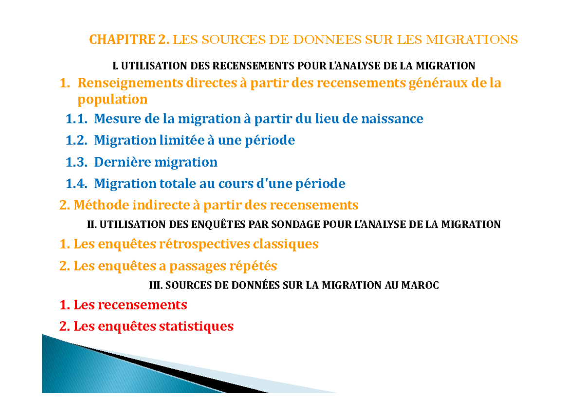 Chapitre 2 - migration - CHAPITRE 2. LES SOURCES DE DONNEES SUR LES ...