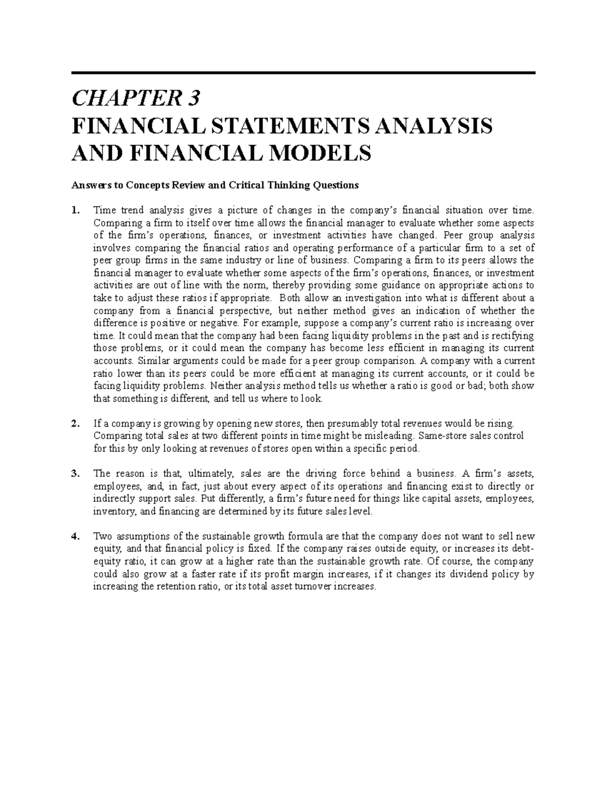 Chapter-3 - N/A - CHAPTER 3 FINANCIAL STATEMENTS ANALYSIS AND FINANCIAL MODELS Answers to ...