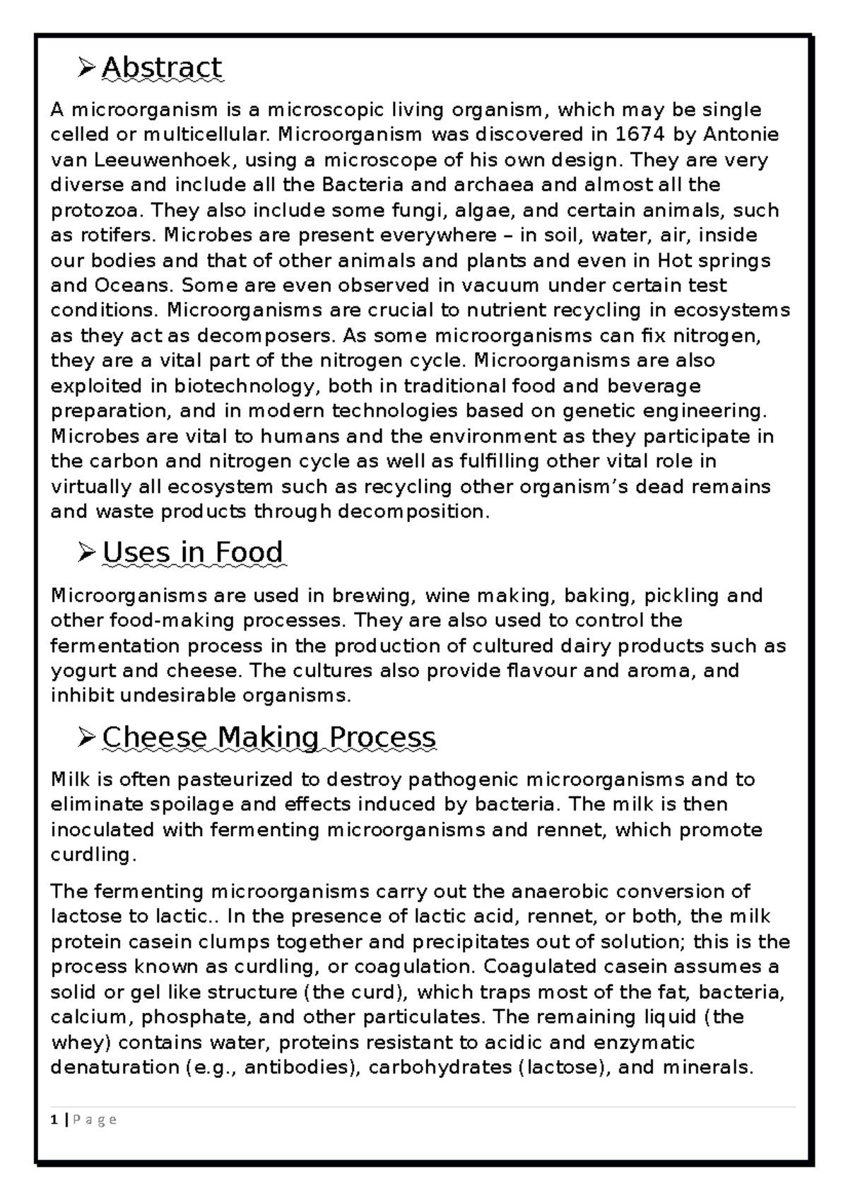 Biotechnology Biology Ivestigatory - Abstract A microorganism is a ...