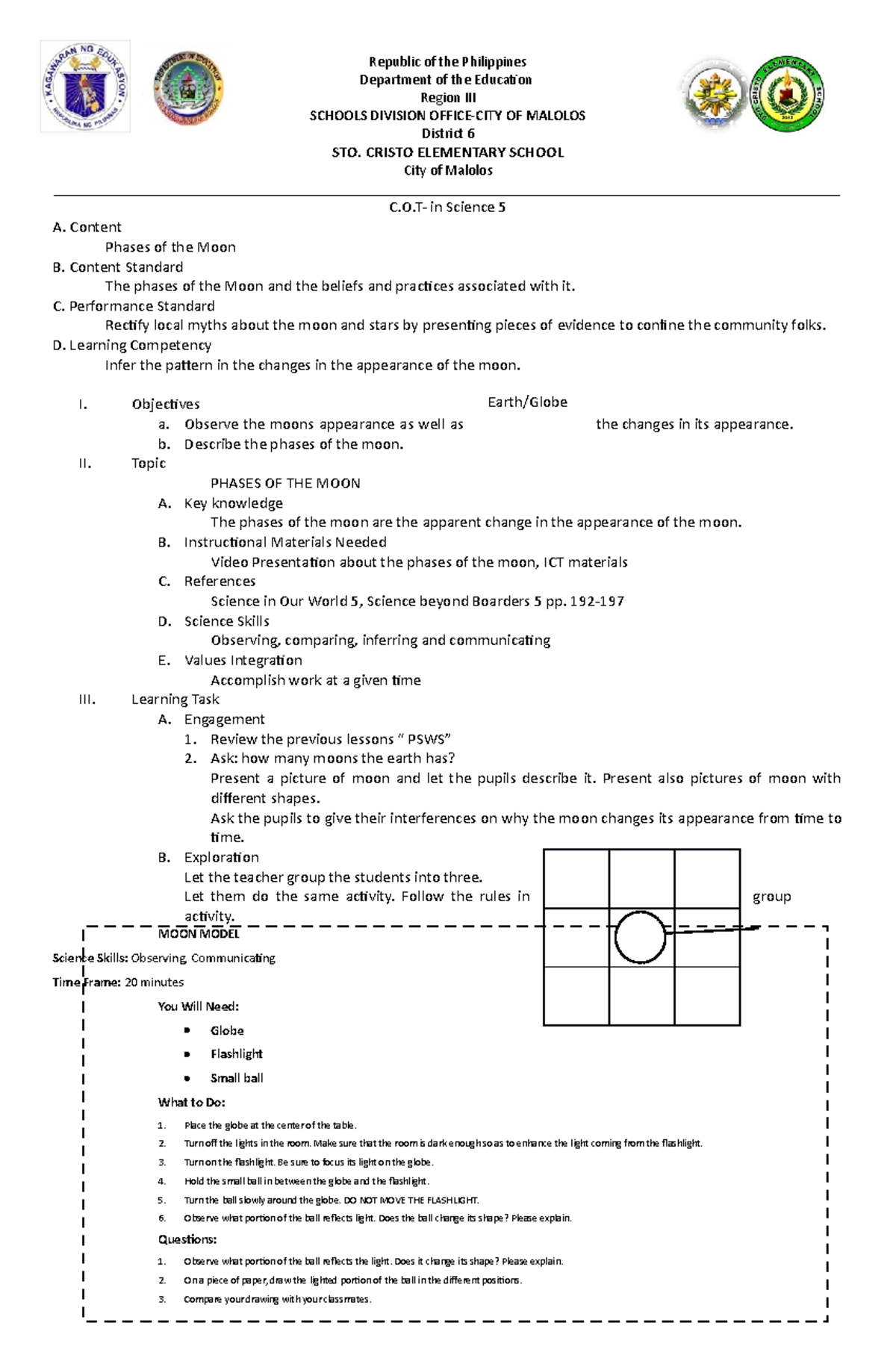 COT DLP Science 5 - COT DLP of Grade 5 - Republic of the Philippines Department of the Education ...