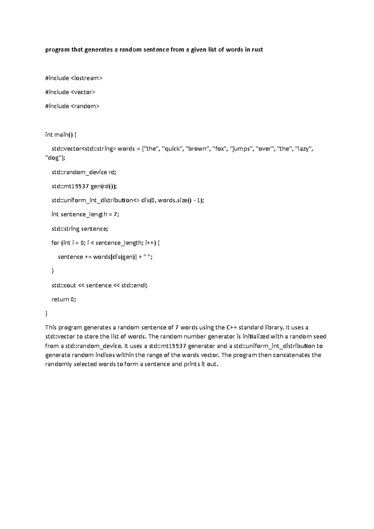 Rust sentence - program that generates a random sentence from a given ...