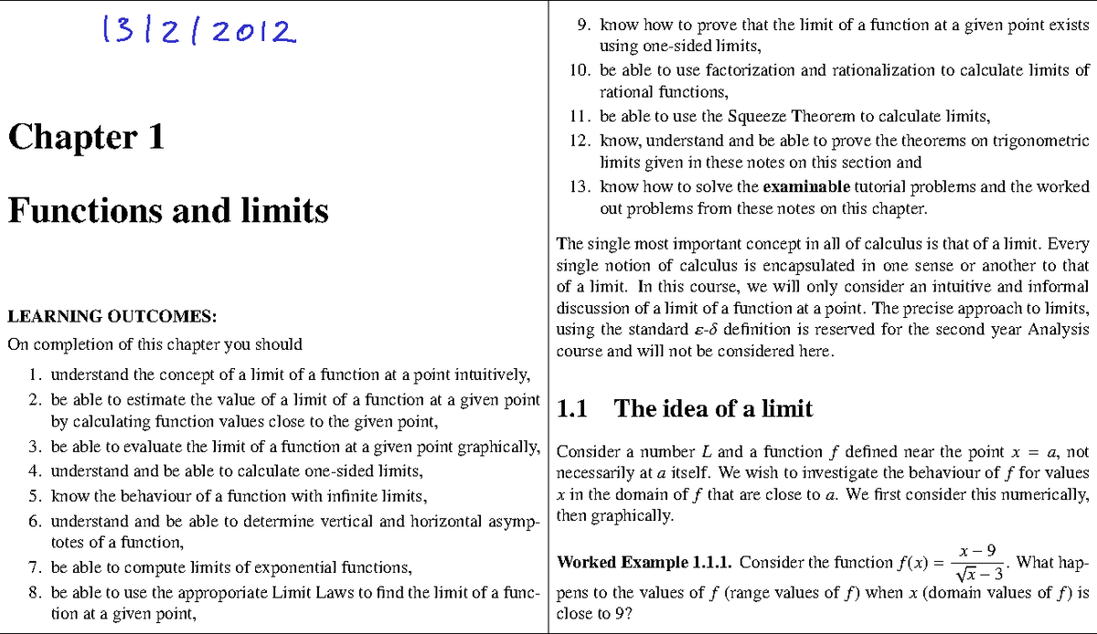 Calculus - solutions manual - Chapter 1 Functions and limits LEARNING ...