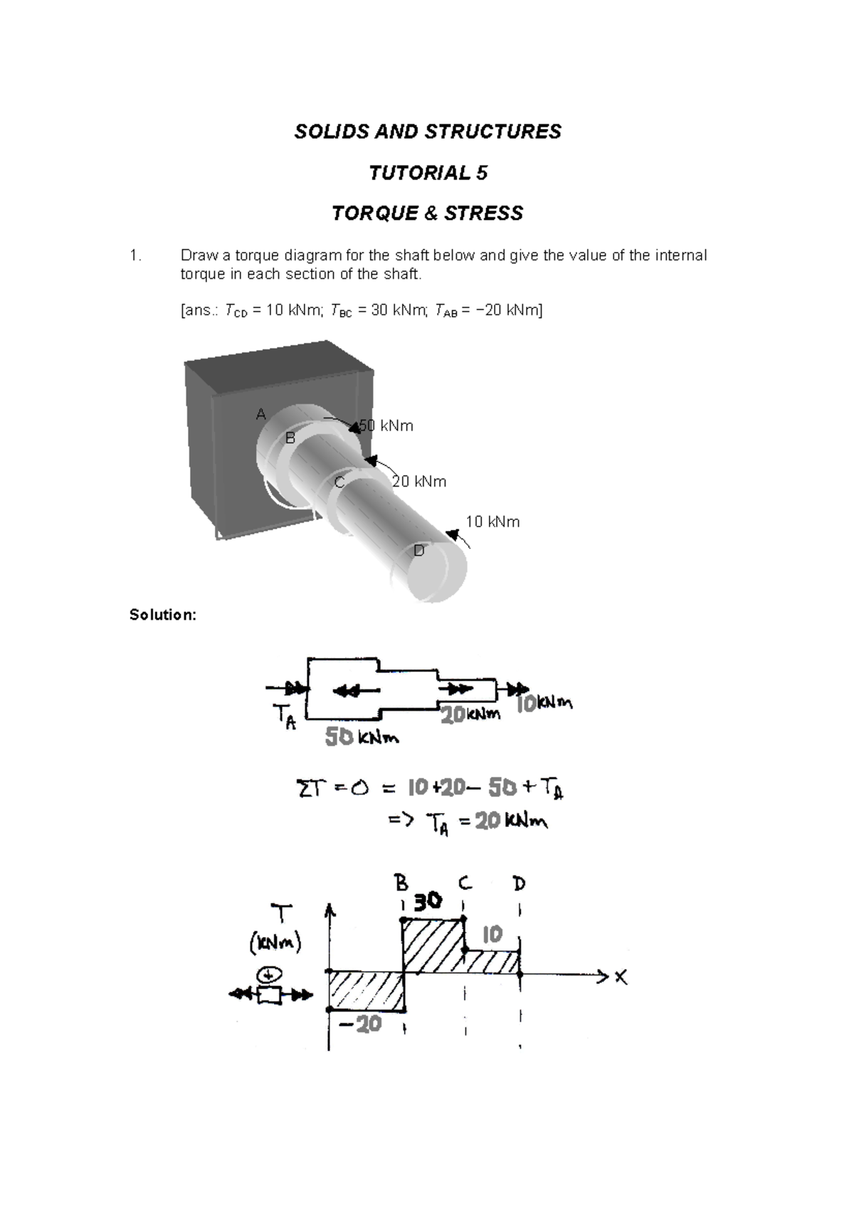 Tutorial 05-Torsion+Stress-Solutions - SOLIDS AND STRUCTURES TUTORIAL 5 ...