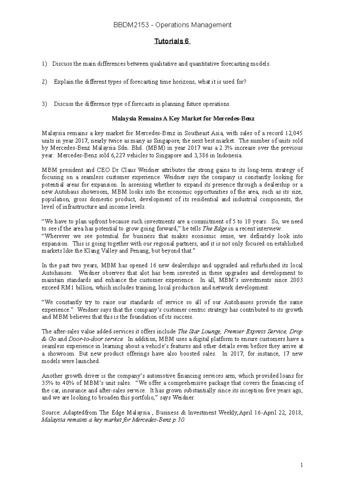 BBDM2153 Tutorial 6 - Tutorials 6 Discuss the main differences between ...