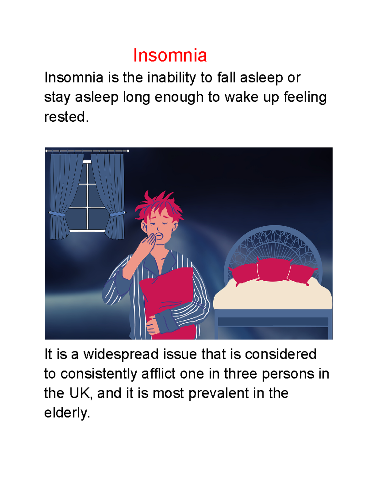 Insomnia - Insomnia Insomnia is the inability to fall asleep or stay ...