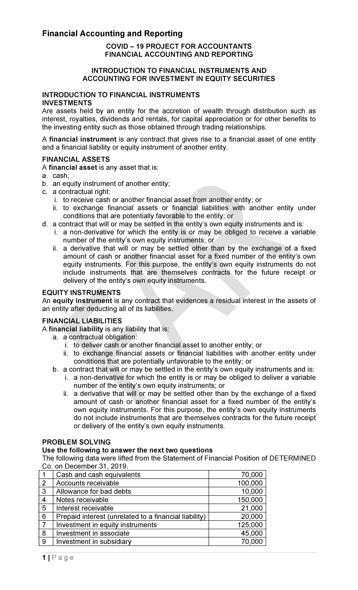 accounting materials for review iv equity secu - COVID – 19 PROJECT FOR ...
