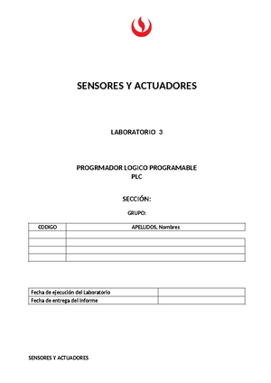 EL251 GUIA Laboratorio 1 Sensores Y Actuadores 2024-02 - SENSORES Y ACTUADORES LABORATORIO 1 ...