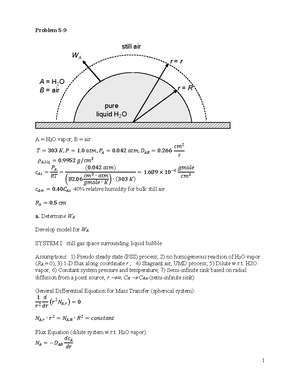 CHE 333 Studio #1 Problems 4-4-23 - CHE 333: Transport Phenomena III, Fundamentals of Mass ...