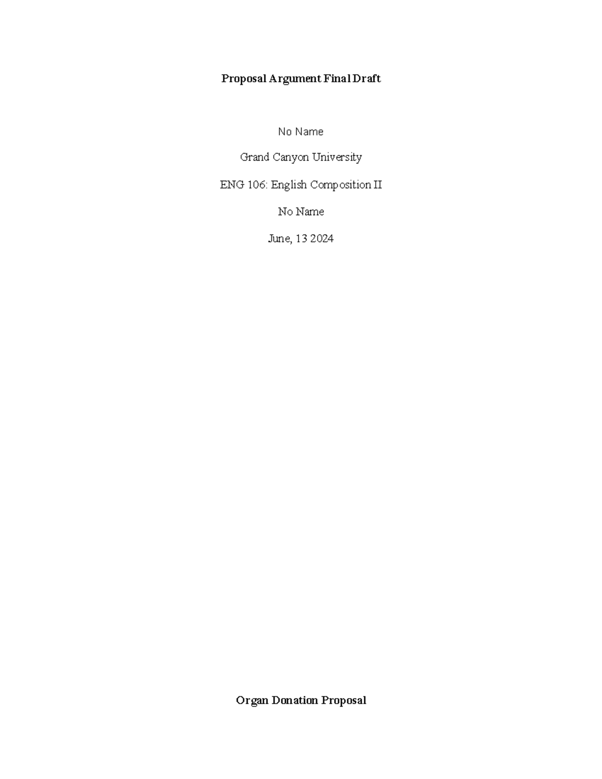 Draft Proposal - Proposal Argument Final Draft No Name Grand Canyon ...