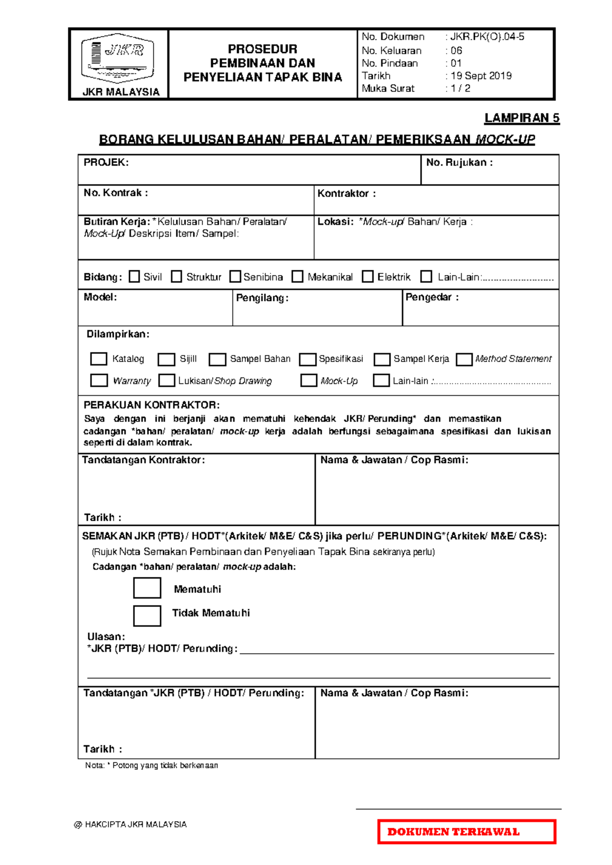 JKR - inspection list - JKR MALAYSIA PROSEDUR PEMBINAAN DAN PENYELIAAN ...