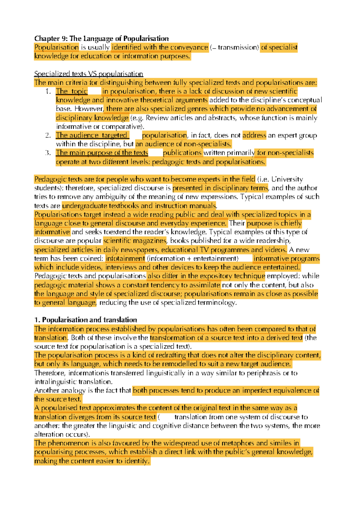 Investigating specialized discourse Gotti cap9 - Chapter 9: The ...