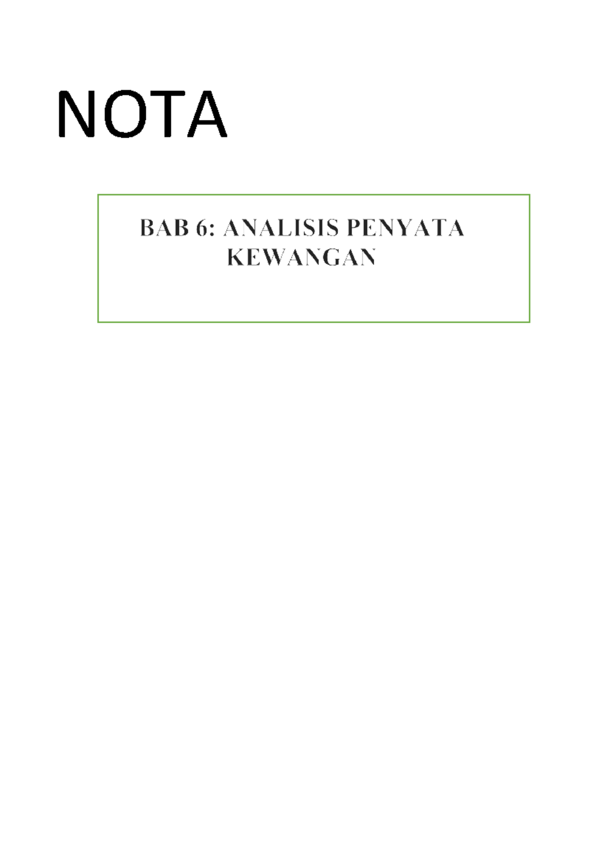 Nota BAB 6- Analisis Penyata Kewangan - NOTA 6 PENGENALAN SISTEM ...
