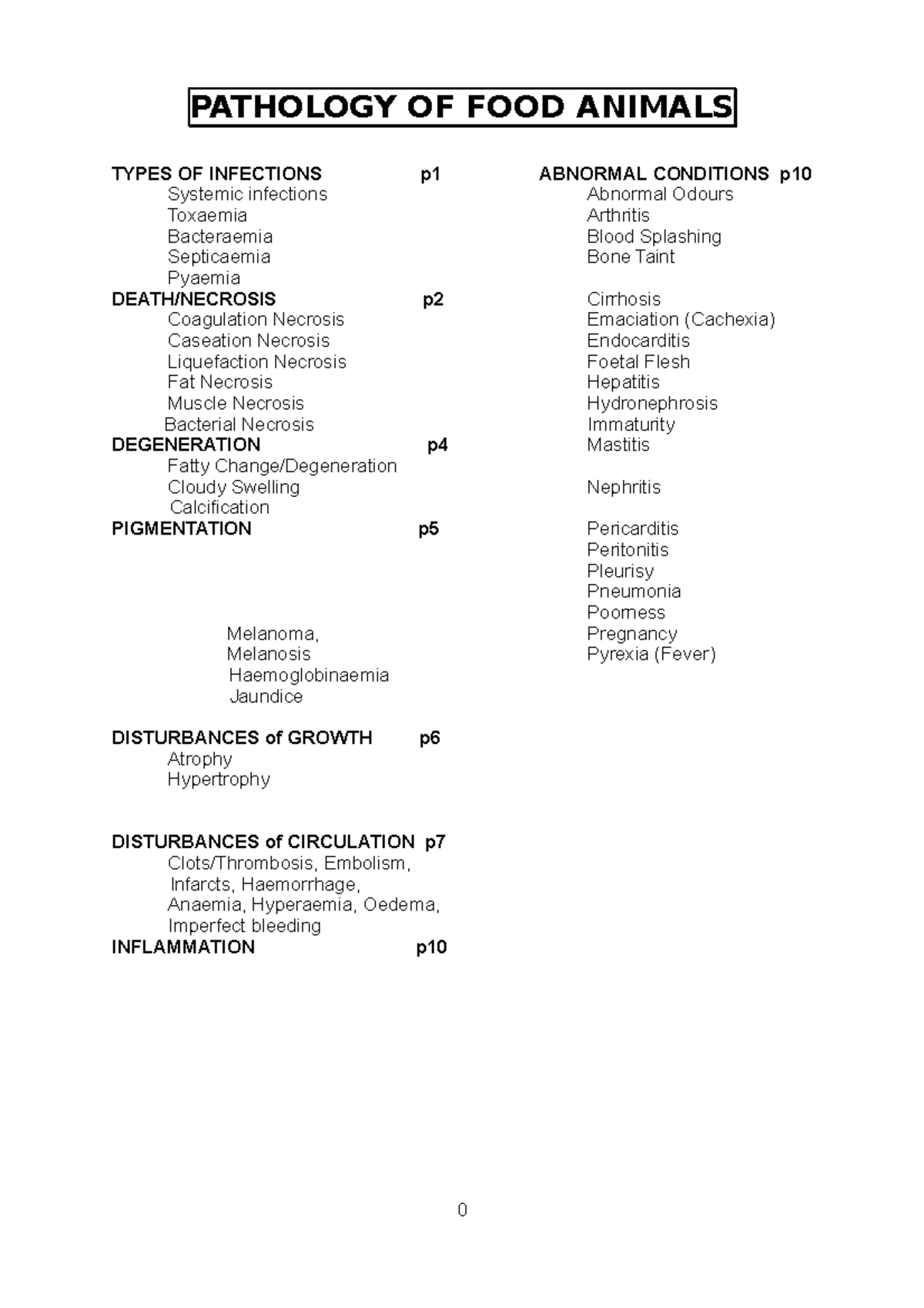 Pathology - PATHOLOGY OF FOOD ANIMALS TYPES OF INFECTIONS p1 ABNORMAL ...